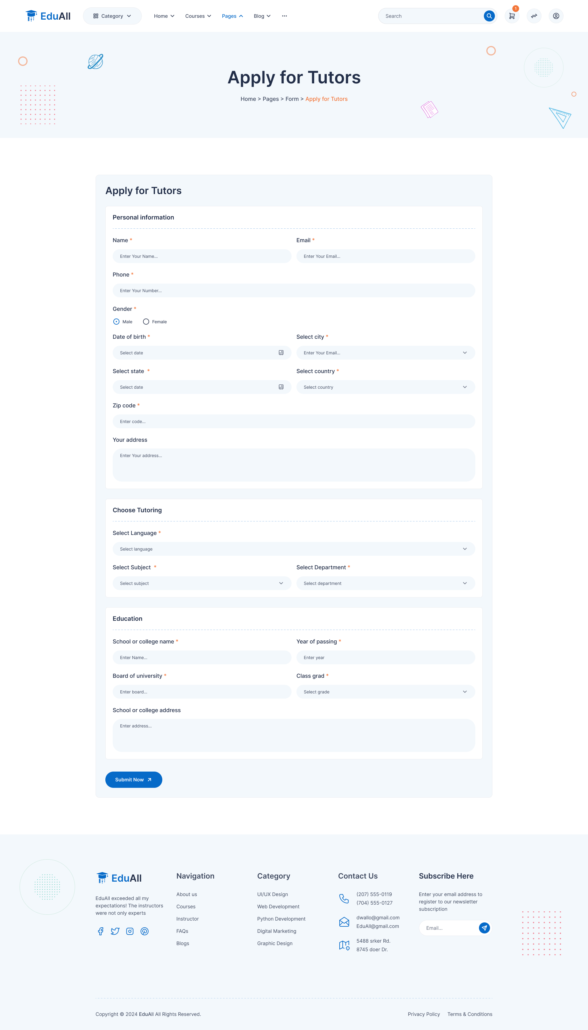 EduAll - LMS Tutors Education & Online Course UI Figma Template by wowtheme7